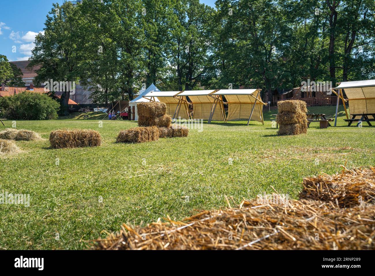 Bales of hay at Cesis Castle Medieval Activity Area - Cesis, Latvia ...
