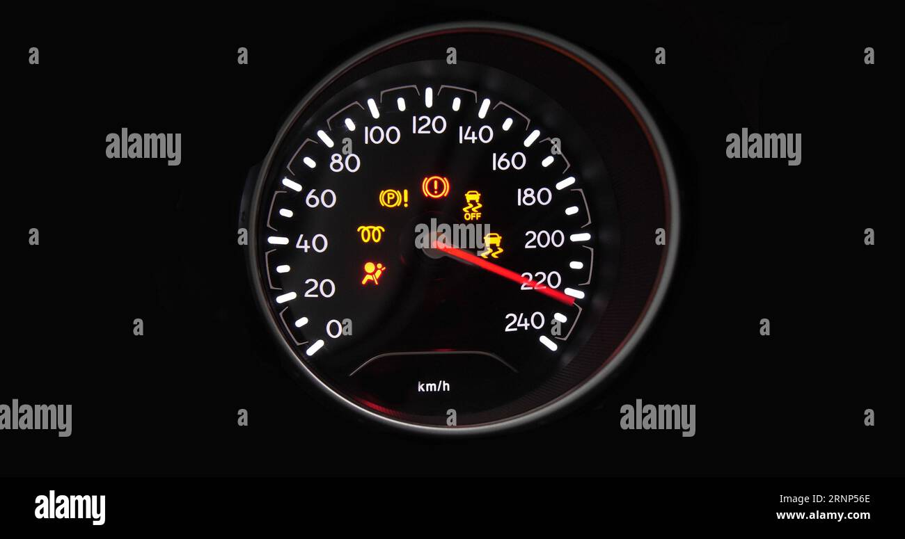 Car Speedometer, Safety Symbols, Fuel Level Stock Photo - Alamy