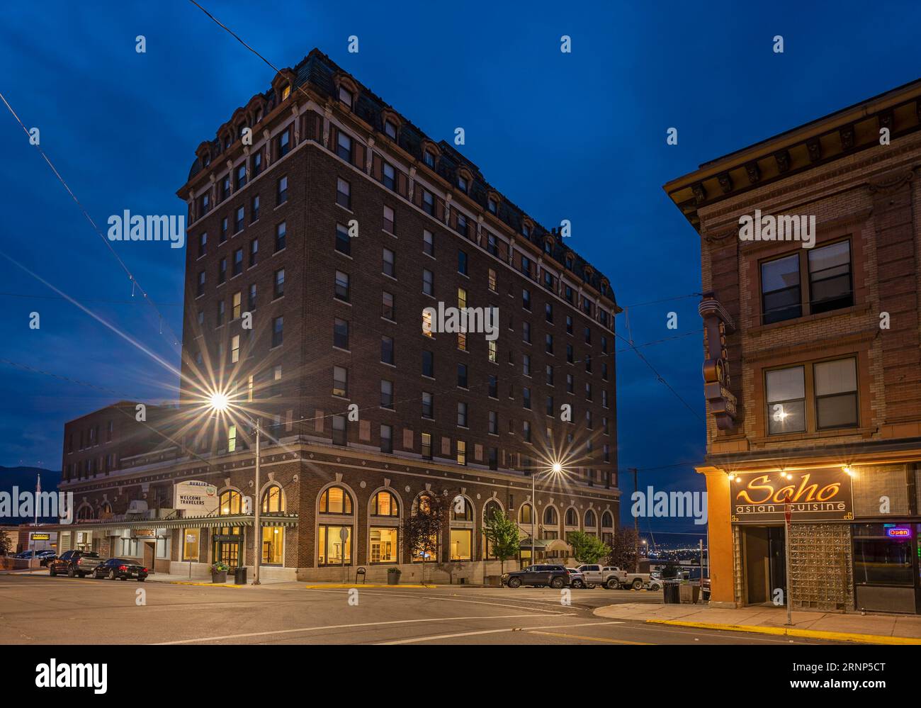 Butte, Montana, USA – August 18, 2023: Night view of the historic ...