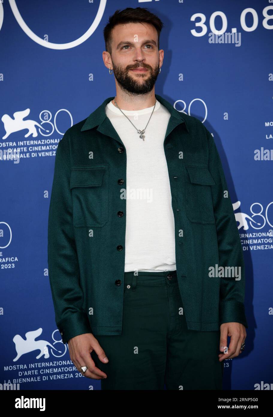 September 2, 2023, VENICE: Italian actor Lorenzo Adorni, poses at a ...