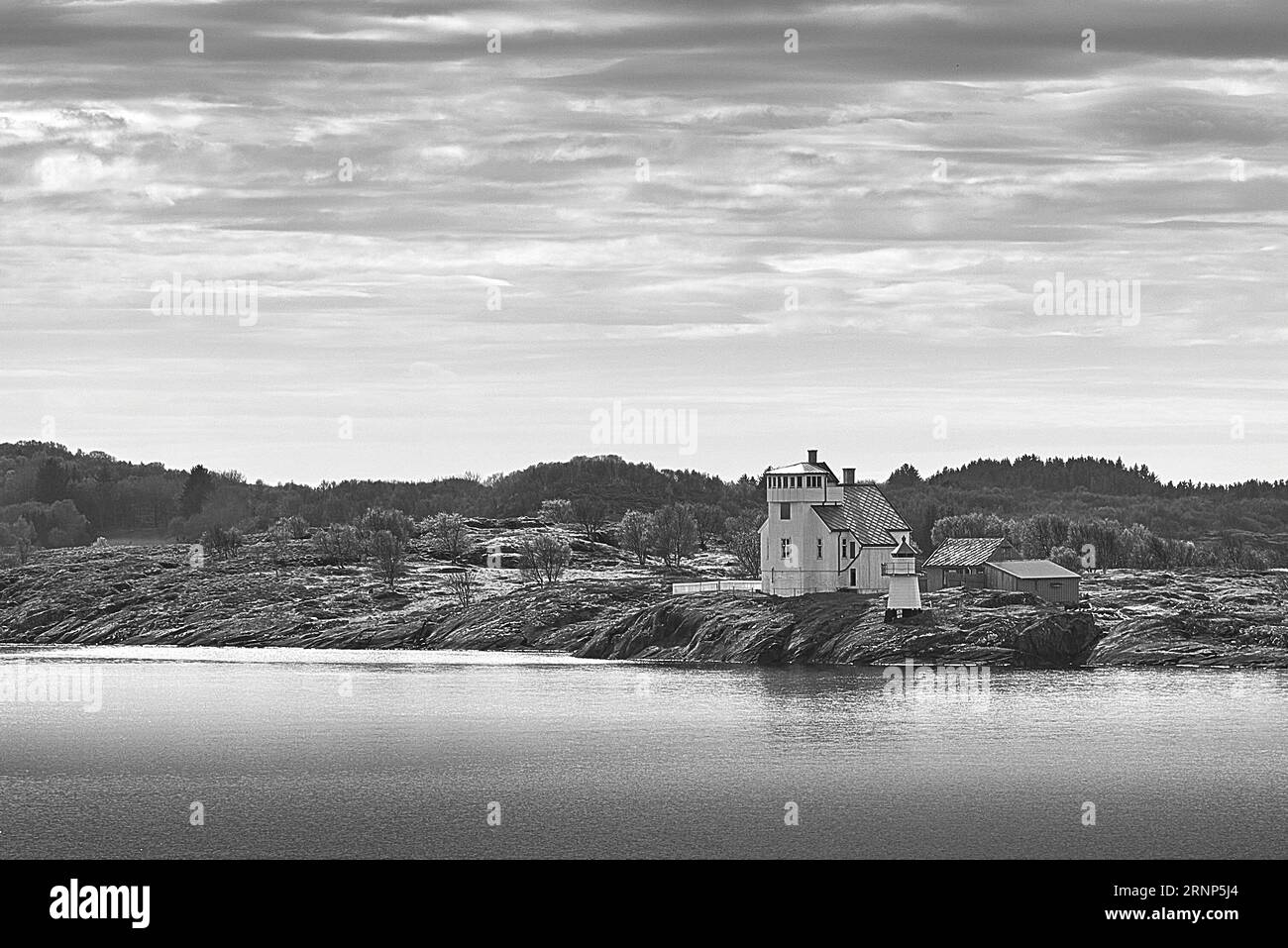 Black and white photo of a historic norwegian lighthouse hi-res stock ...