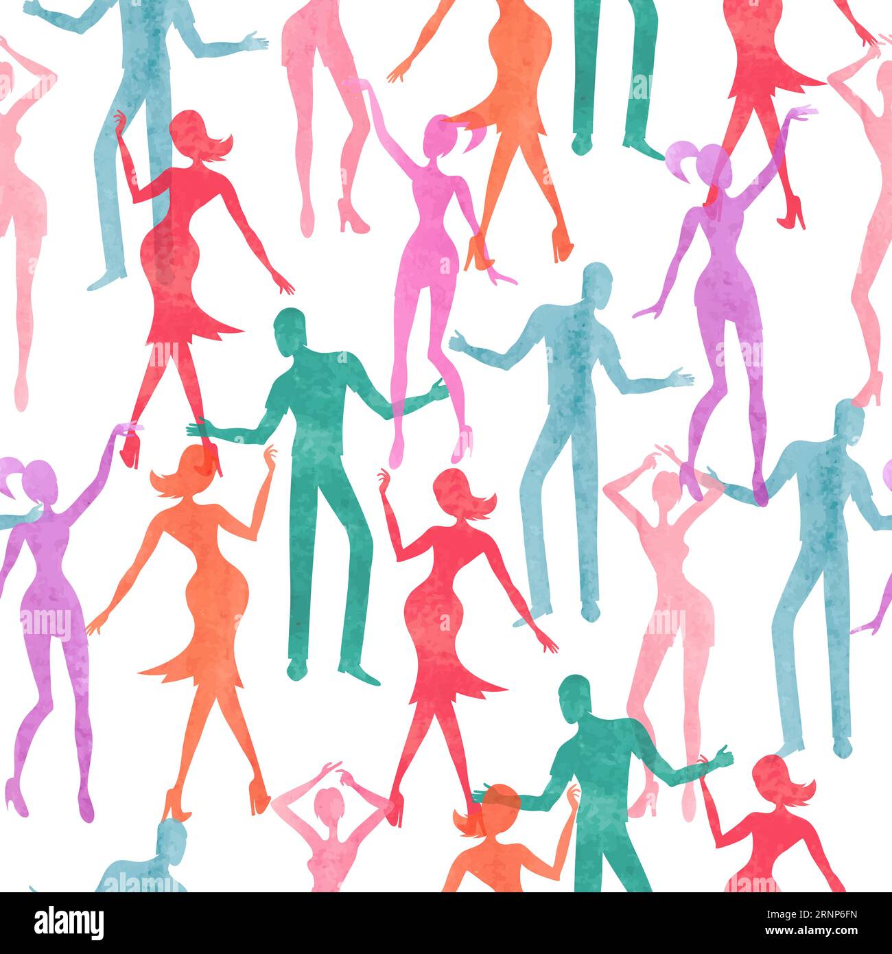 Seamless dance pattern. Vector colorful background with watercolor ...