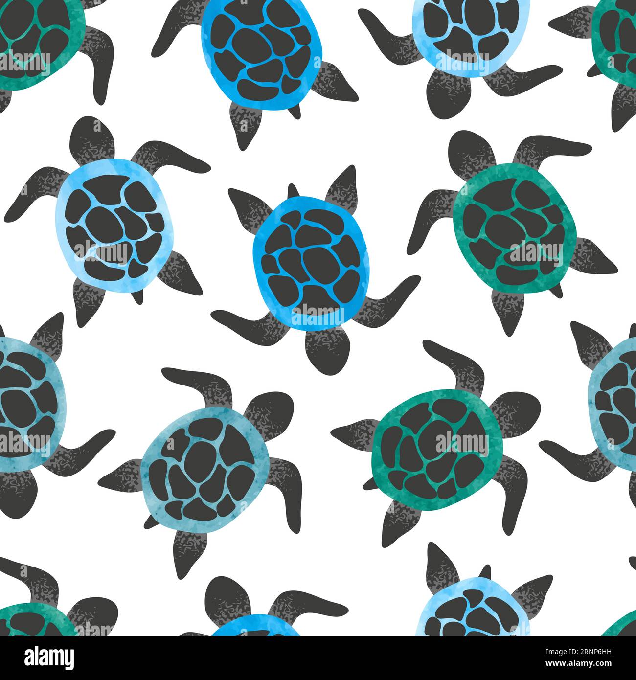 Seamless watercolor turtles pattern. Vector background with tortoises ...