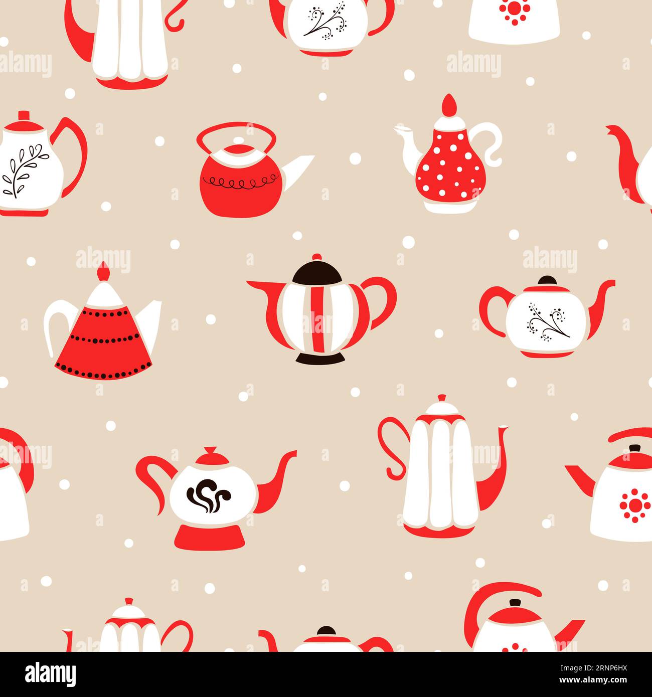 Seamless cute teapots pattern. Vector tea background Stock Vector Image ...