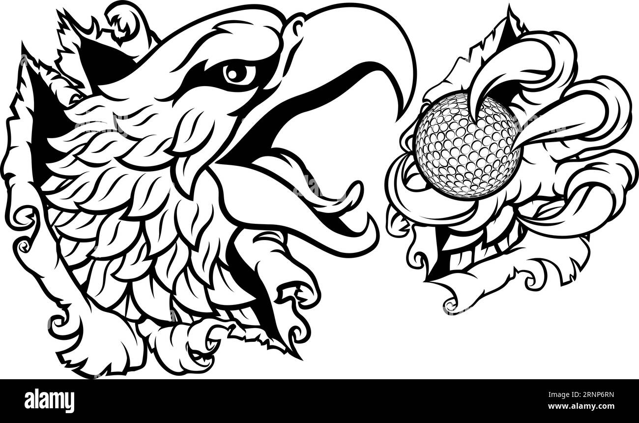 Bald Eagle Hawk Ripping Golf Ball Mascot Stock Vector Image & Art - Alamy