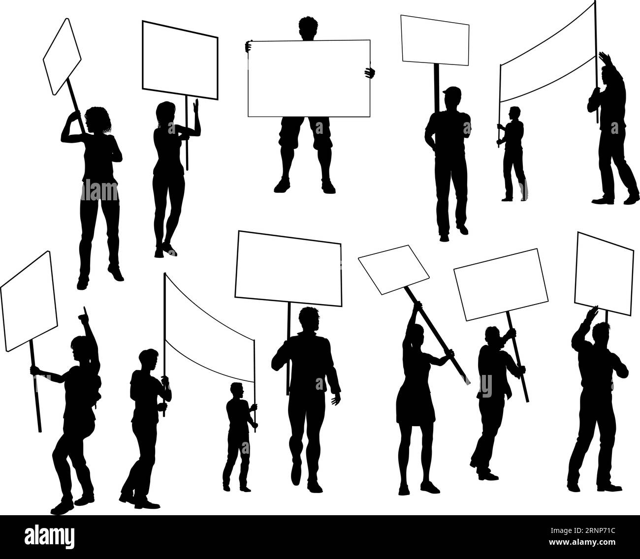 Silhouettes crowd protesting Cut Out Stock Images & Pictures - Alamy