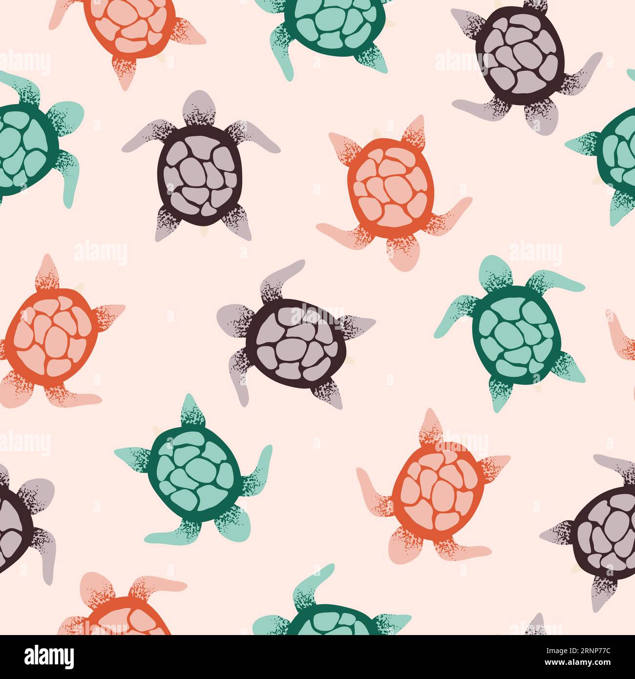 Seamless colorful turtles pattern. Vector background with tortoises ...