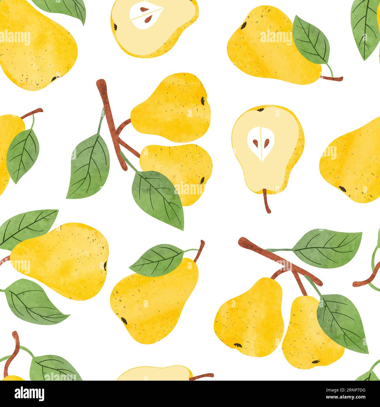 Seamless watercolor pears pattern. Vector fruit background Stock Vector ...