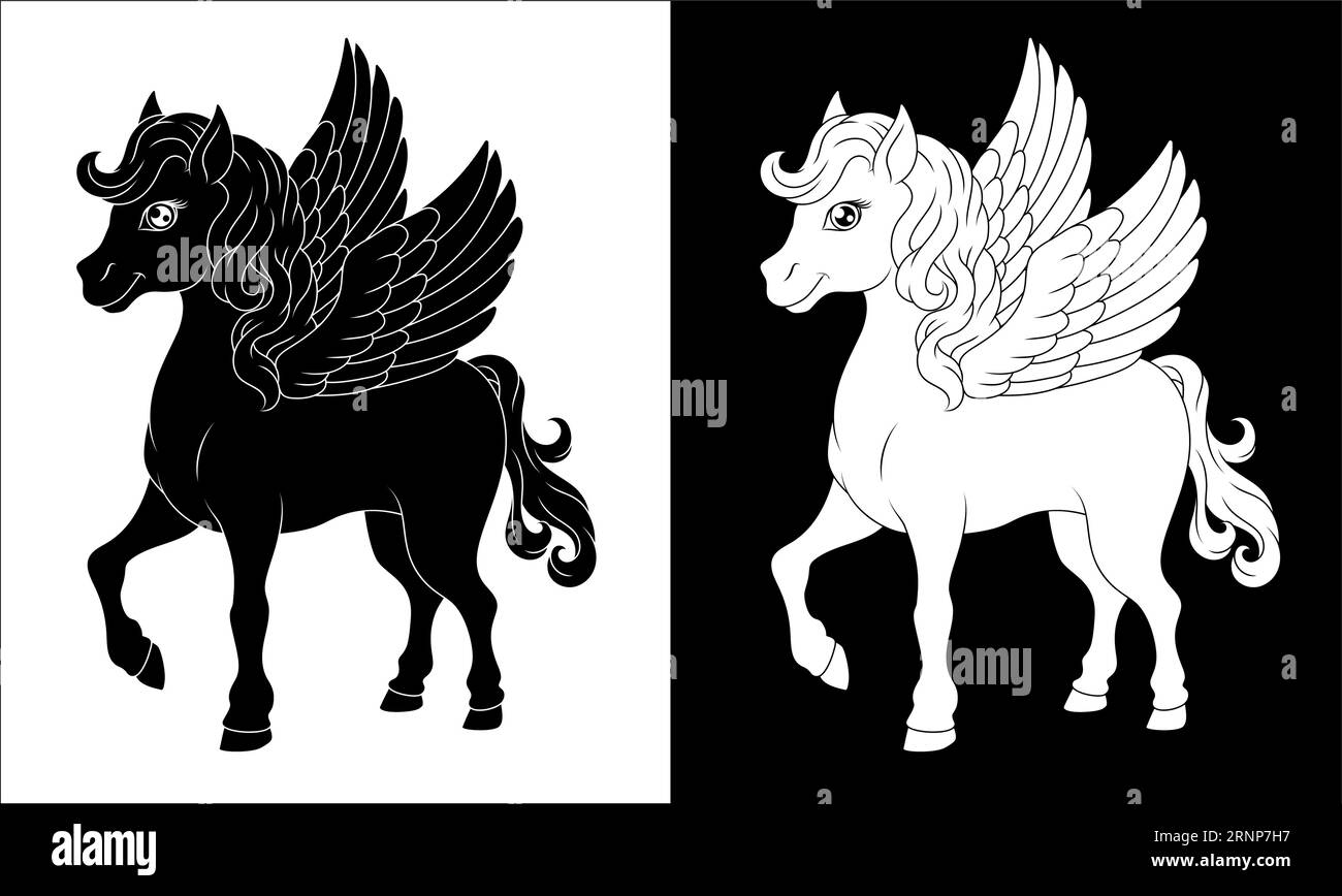Pegasus Wings Horse Cartoon Animal Illustration Stock Vector Image ...