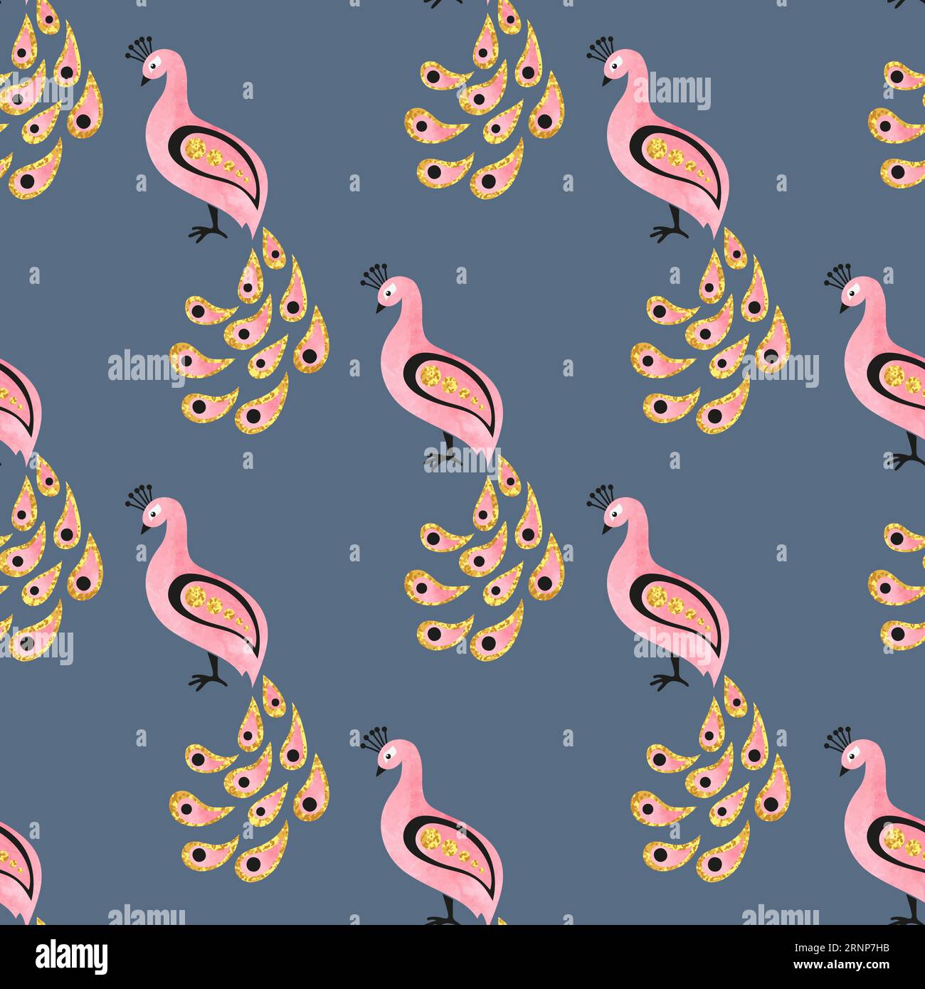 Seamless watercolor peacock bird pattern Stock Vector Image & Art - Alamy