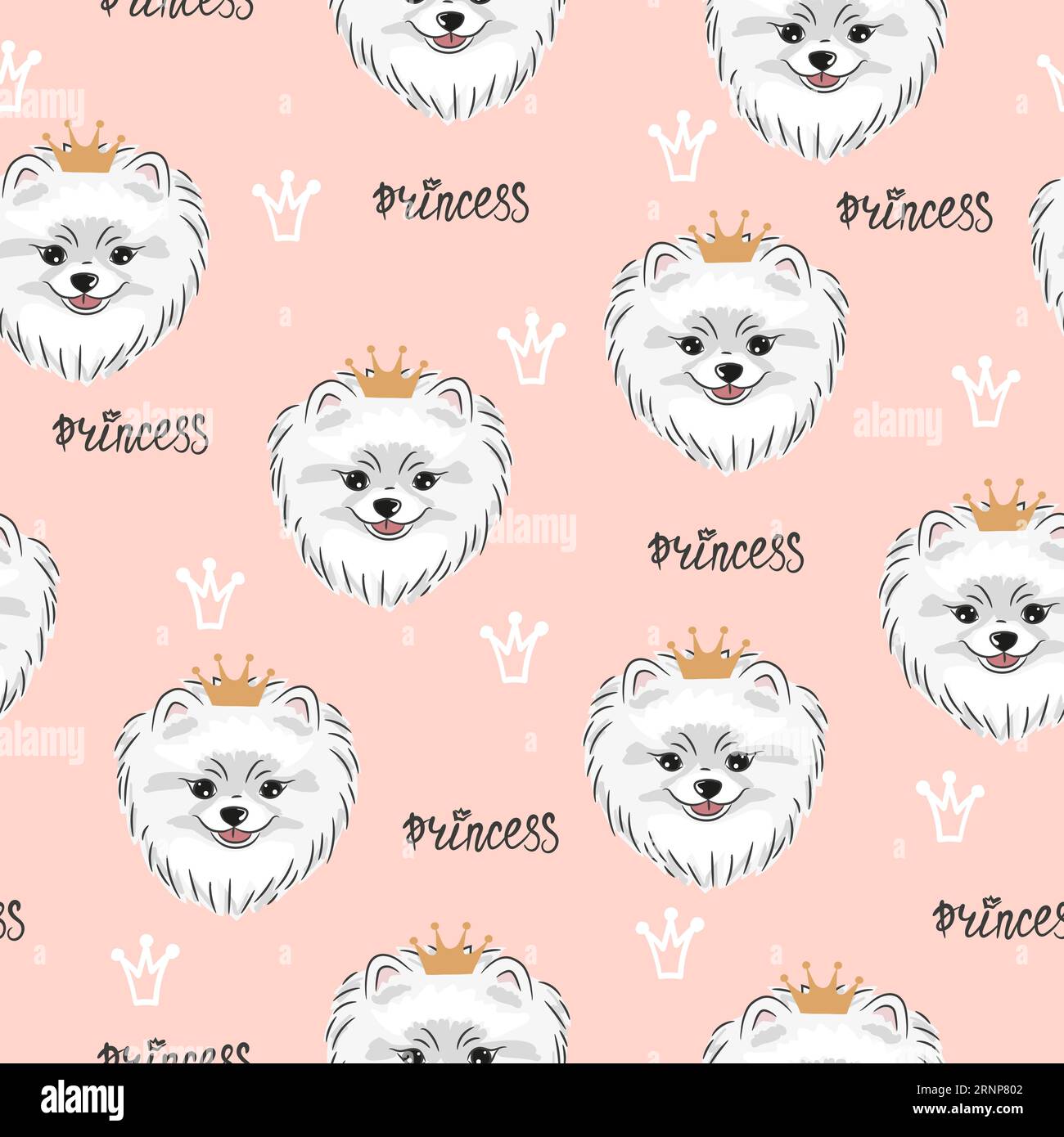 Seamless pink pattern with cute pomeranian dog Stock Vector Image & Art ...
