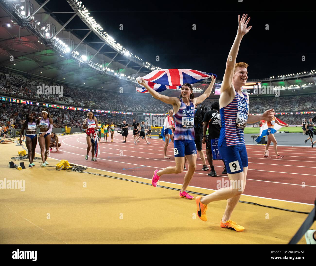 Charles Dobson of GB & NI competing in the men’s 4x400m relay final on ...