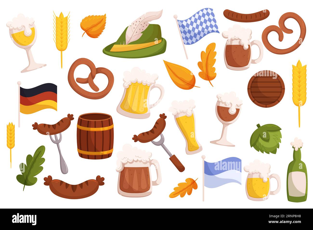 Beer festival elements collection. Set of German traditional fest ...