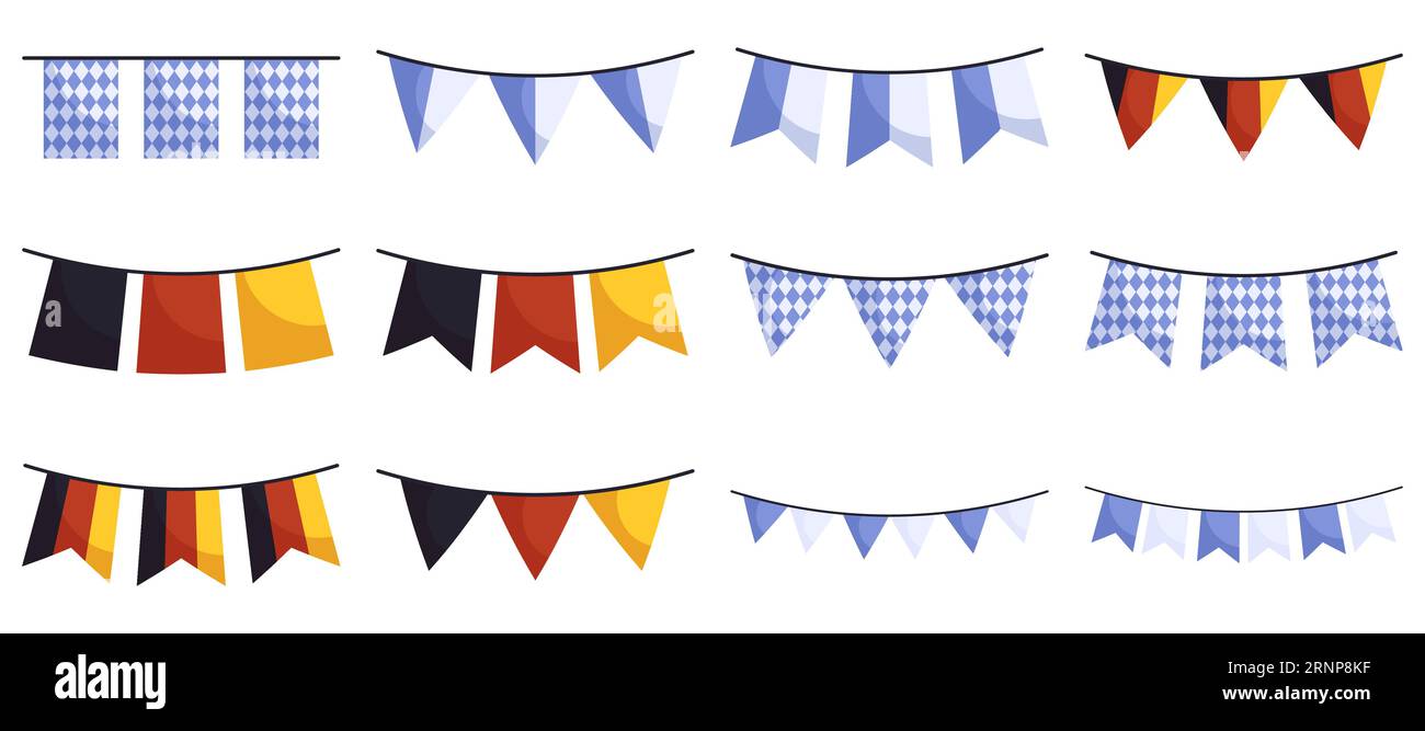 Bunting garland with flags in traditional colors. Germany, Bavaria ...