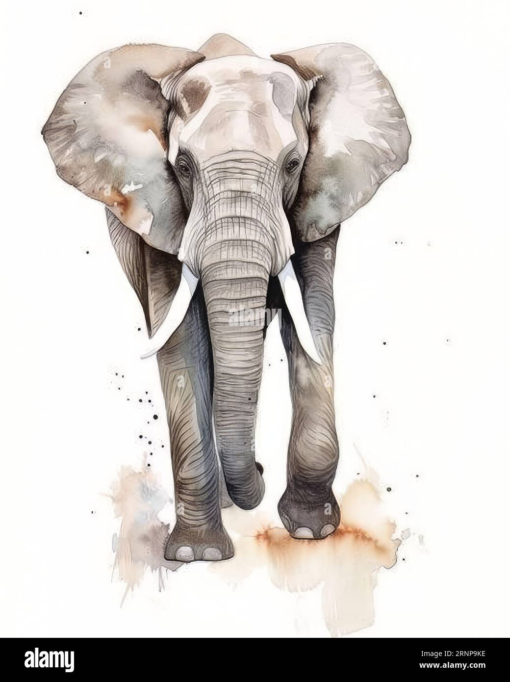 A vibrant illustration of an African elephant with white background ...