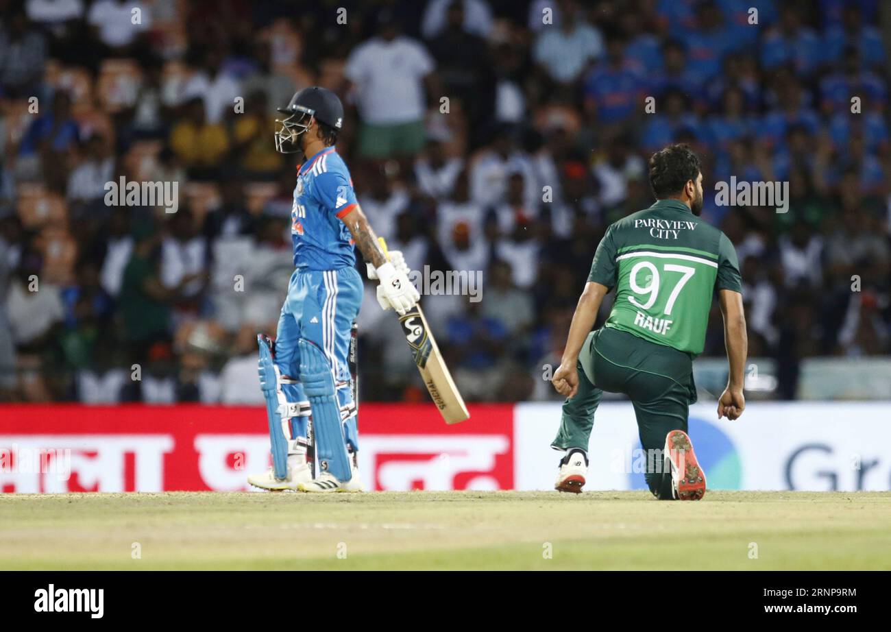 Haris Rauf of Pakistan celebrates the wicket of India's Ishan Kishan ...