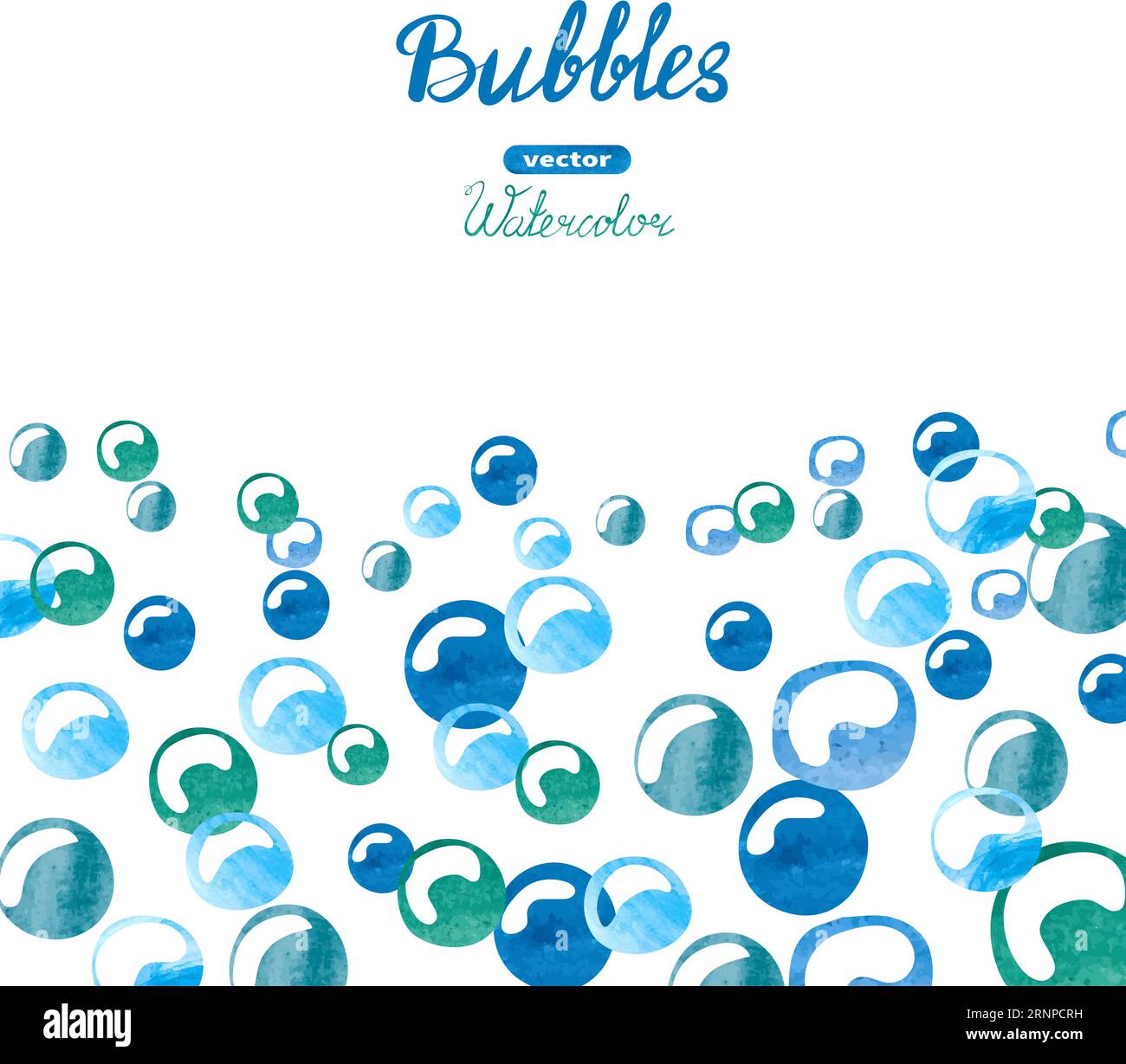 Watercolor background with blue bubbles. Place for your text. Vector ...
