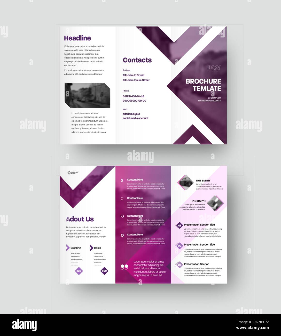 Vector trifold with company information presentation, colorful design ...