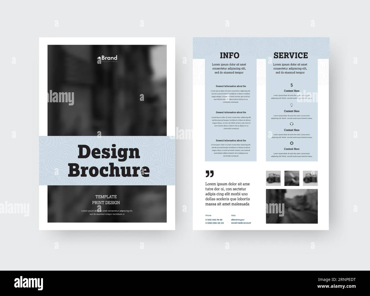 Vector brochure template with gray design on white background, place ...