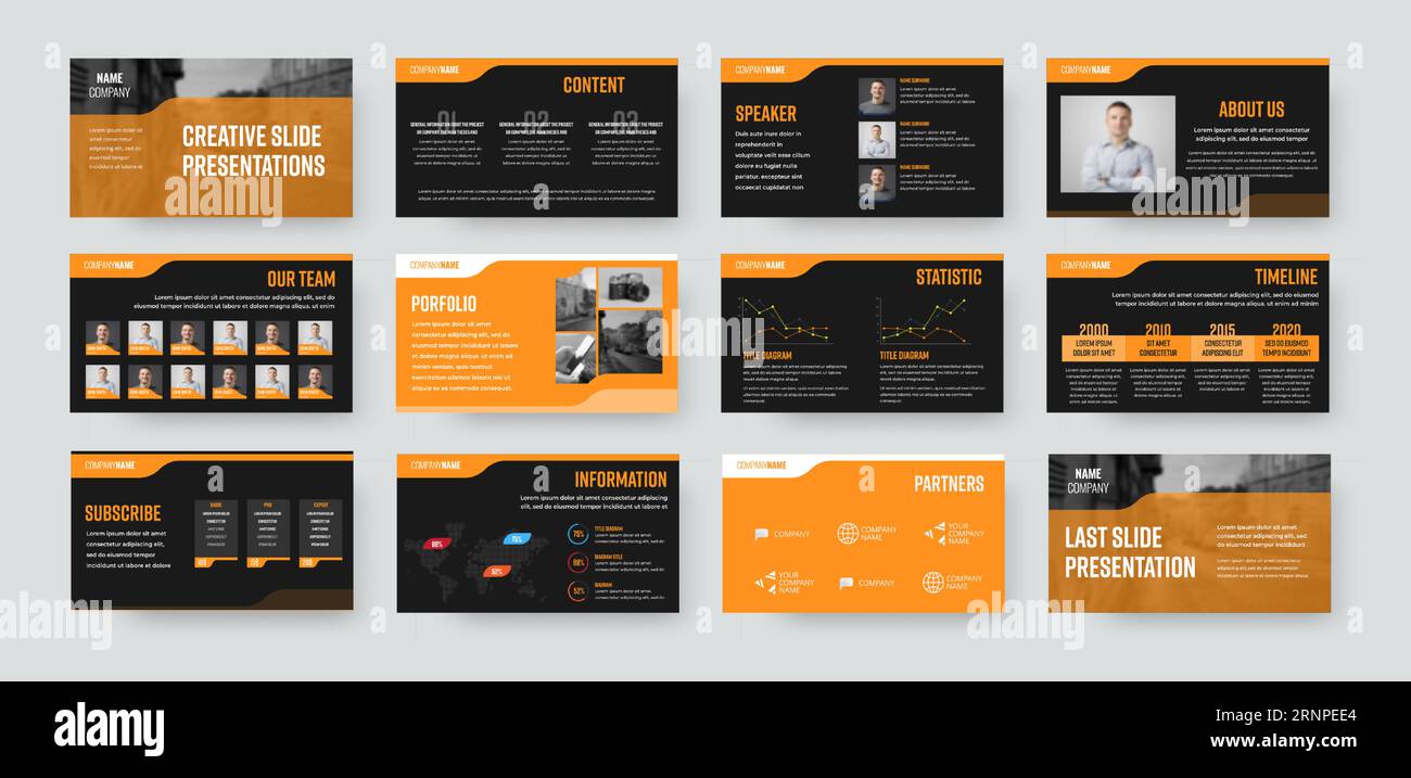 Slide presentation template for use in annual report, business ...