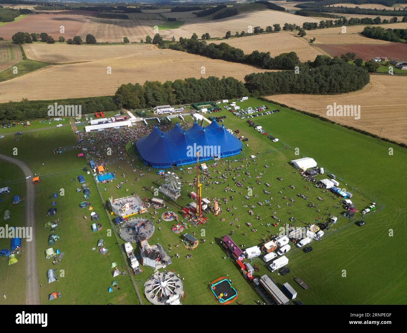 Jedburgh, UK. 02nd Sep, 2023. EdgeFest 2023, Music Festival. Drone ...
