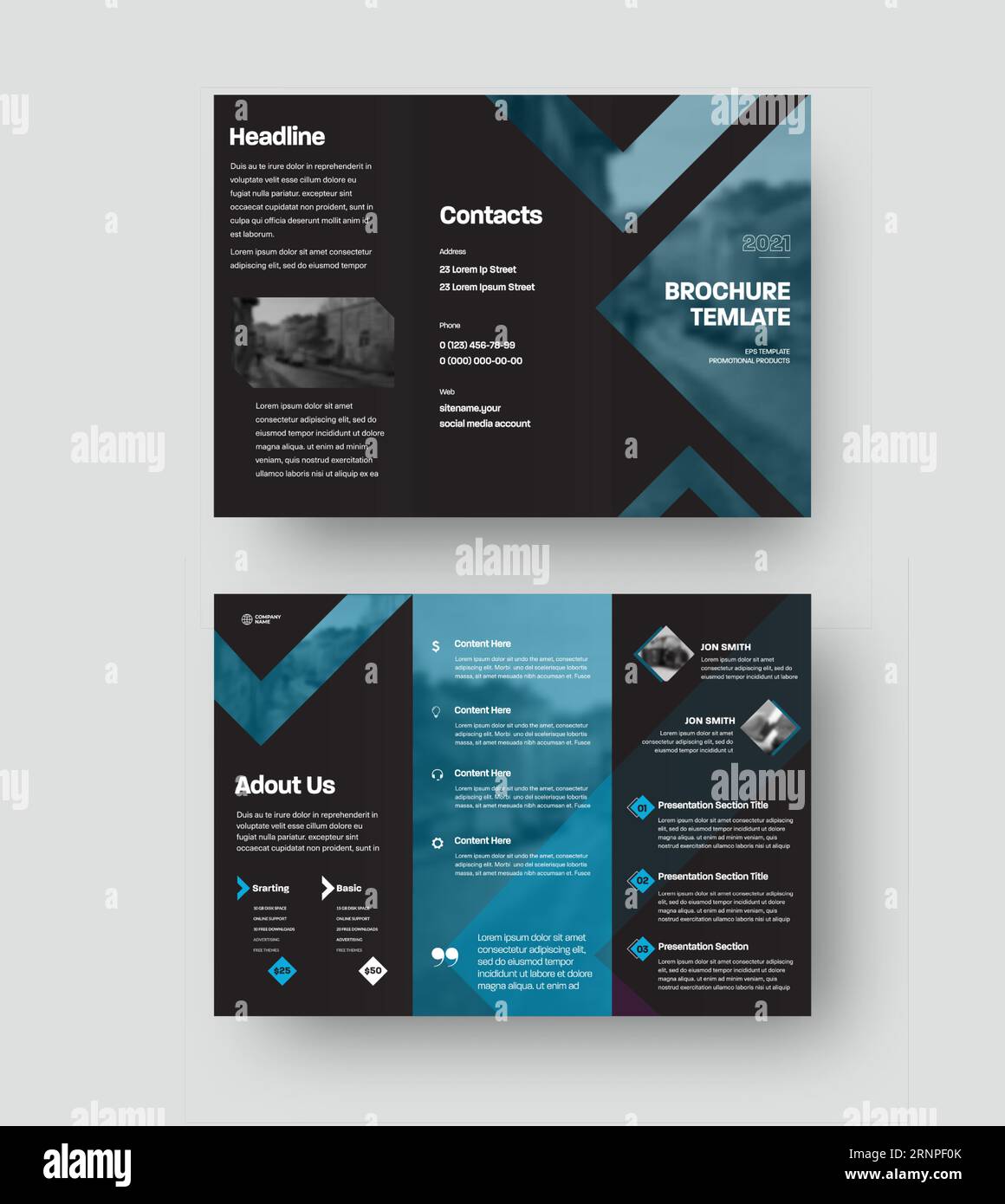 Vector trifold with presentation of company information, creative ...