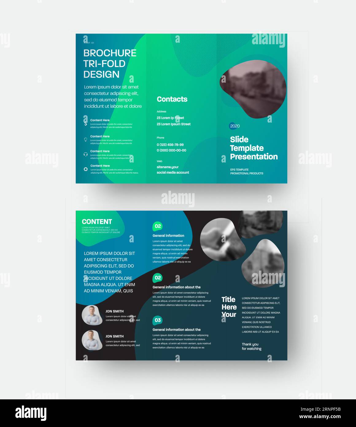 Blue green trifold brochure Stock Vector Images - Alamy