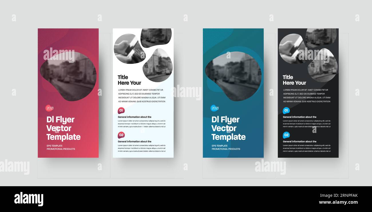 Vector dl flyer template, front, back view, with abstract elements for ...