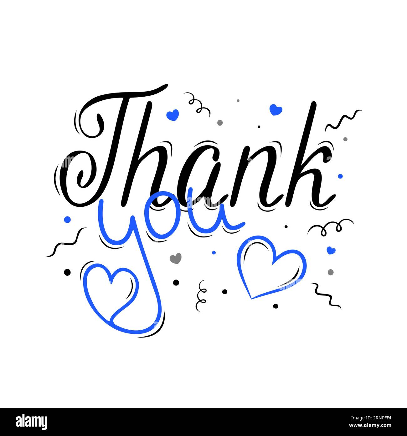 Vector illustration, modern lettering script with blue decor, stylish ...