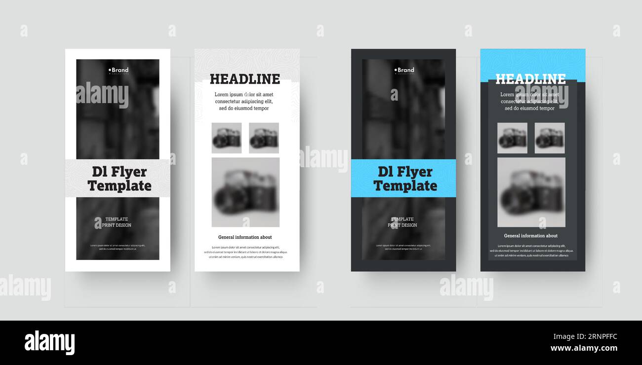 Vector dl flyer template with creative square gray, blue design, cover ...