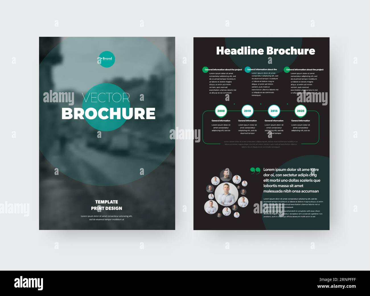 Vector brochure template with green circle, place for photo ...