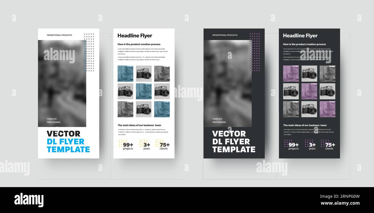 Set of vector dl flyers with geometric design presentation with colored ...