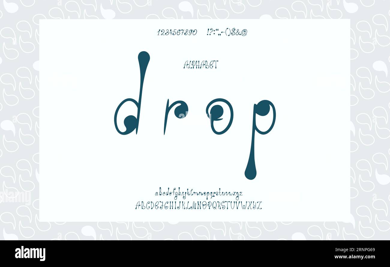 Vector alphabet "Drop" isolated on background with a pattern with ...