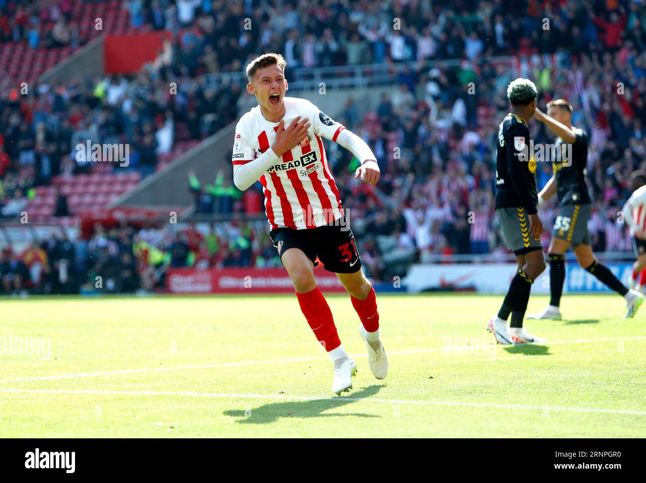 Sunderland's Chris Rigg celebrates scoring their side's fifth goal of ...