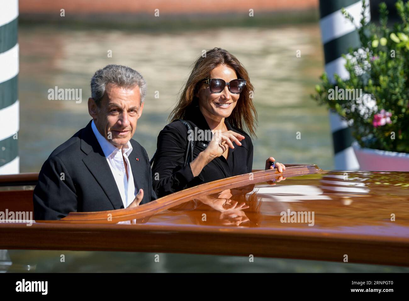 Venice, Italy. 02nd Sep, 2023. Cara Bruni and Nicolas Sarcoky arrive at ...