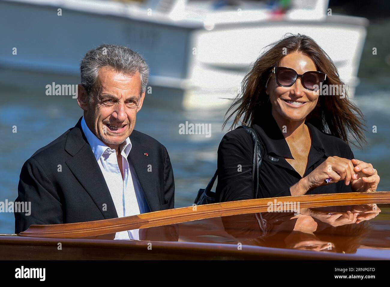 Venice, Italy. 02nd Sep, 2023. Cara Bruni and Nicolas Sarcoky arrive at ...