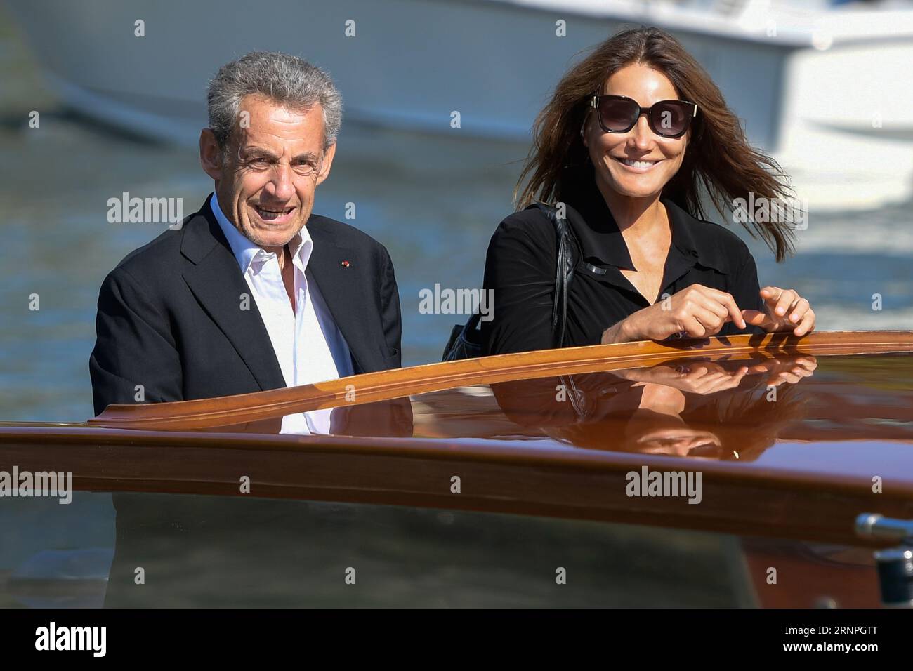 Venice, Italy. 02nd Sep, 2023. Cara Bruni and Nicolas Sarcoky arrive at ...