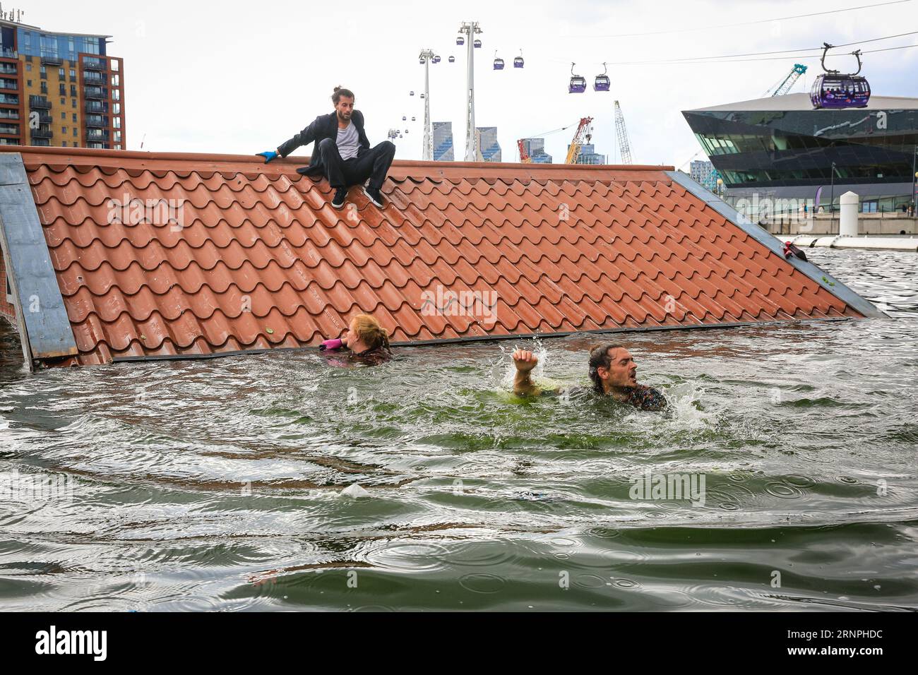London, UK. 02nd Sep, 2023. Performers end up floating in the water as ...