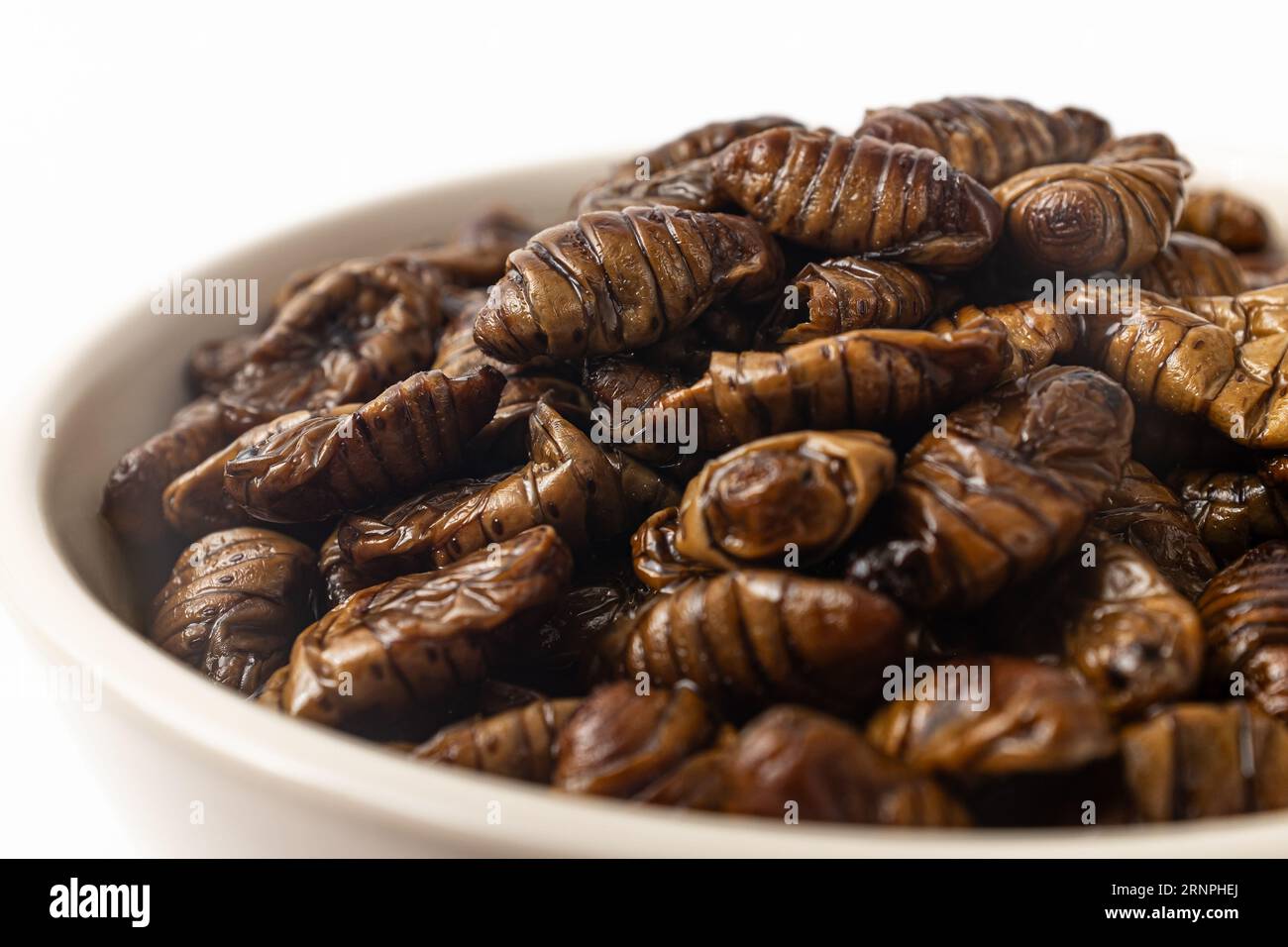 food made from pupa. edible insects rich in protein. Korean food ...