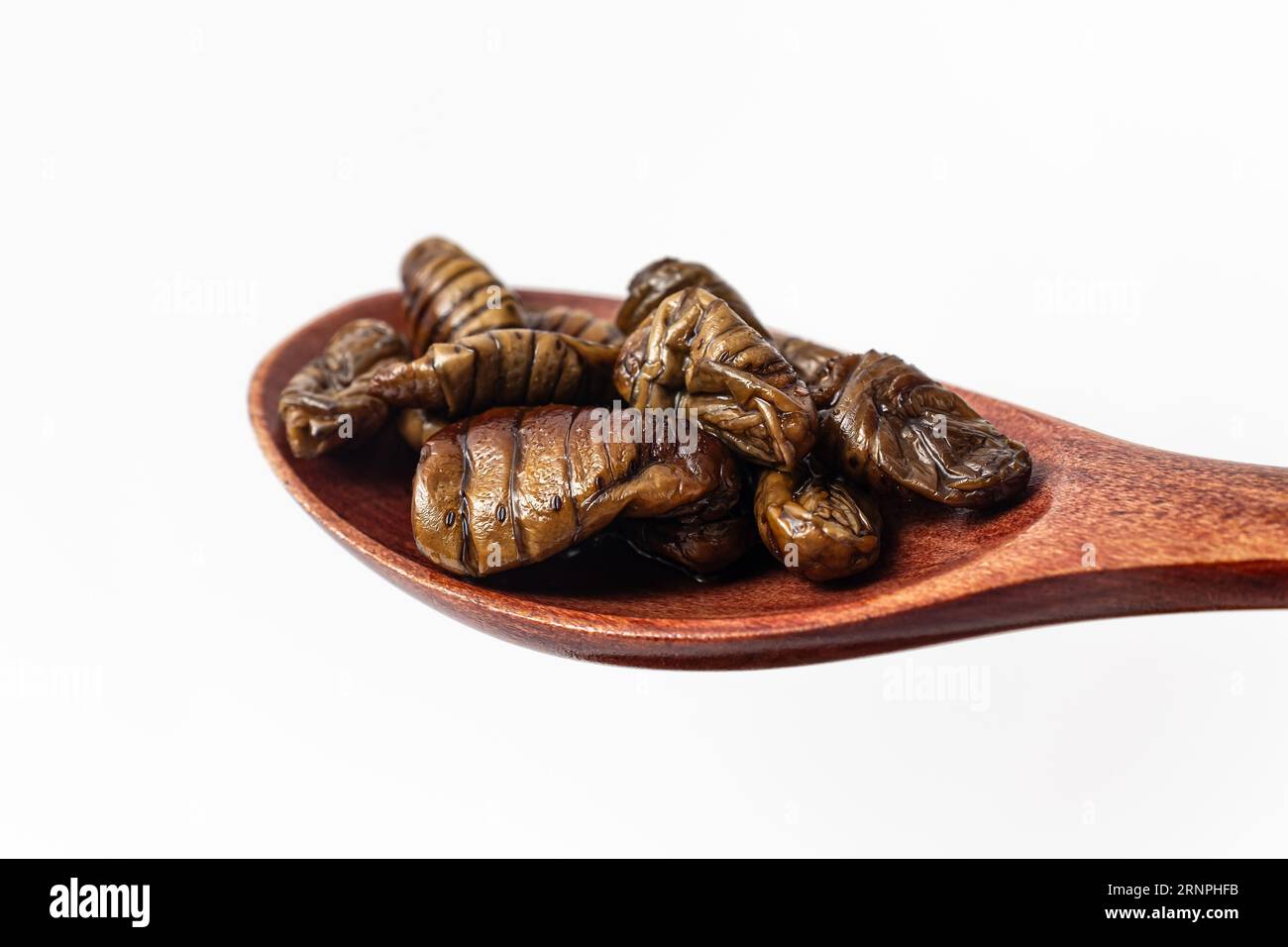 food made from pupa. edible insects rich in protein. Korean food ...