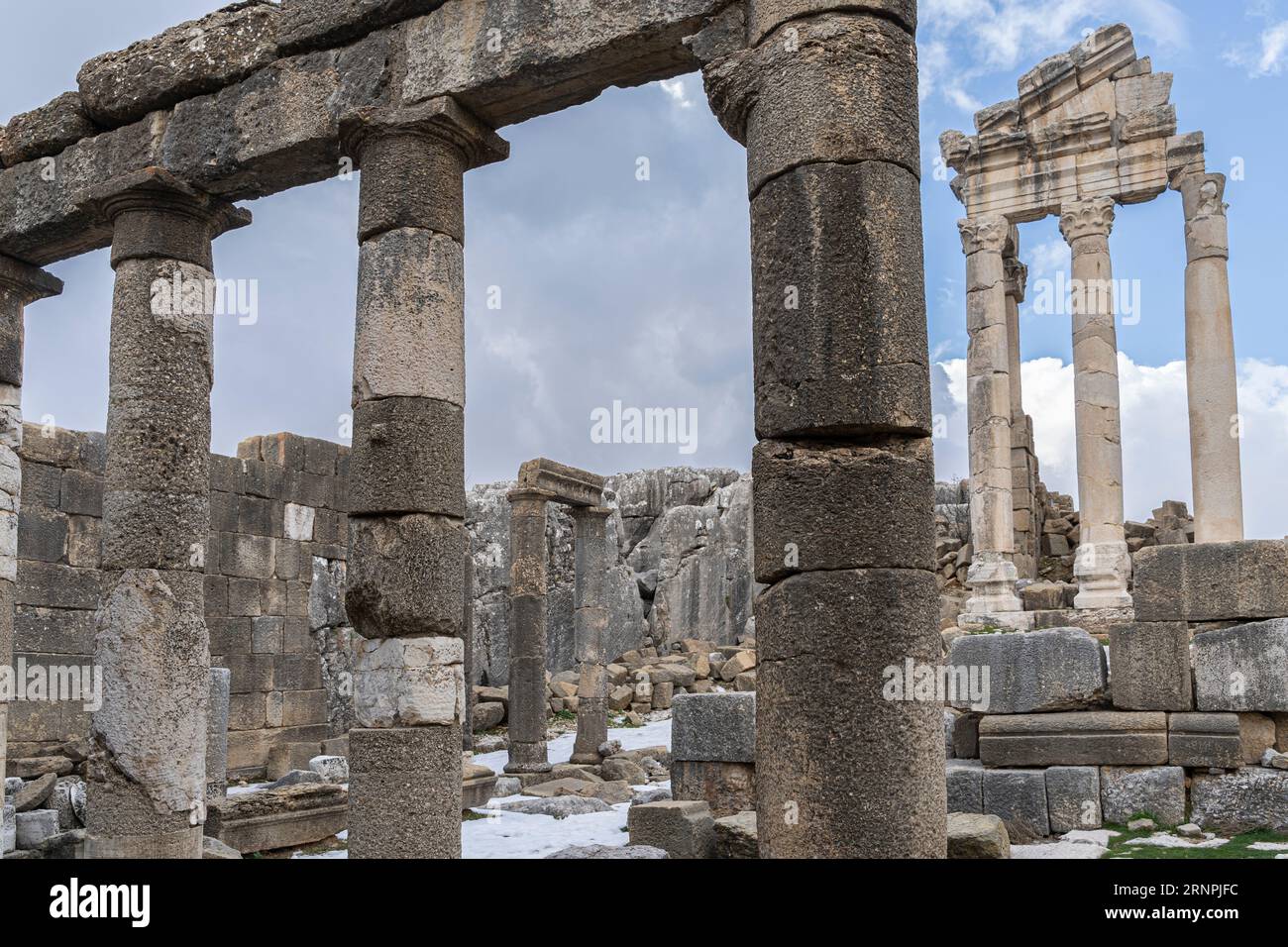 Antique roman temple, archeological site of Qalaat Faqra, Lebanon Stock ...