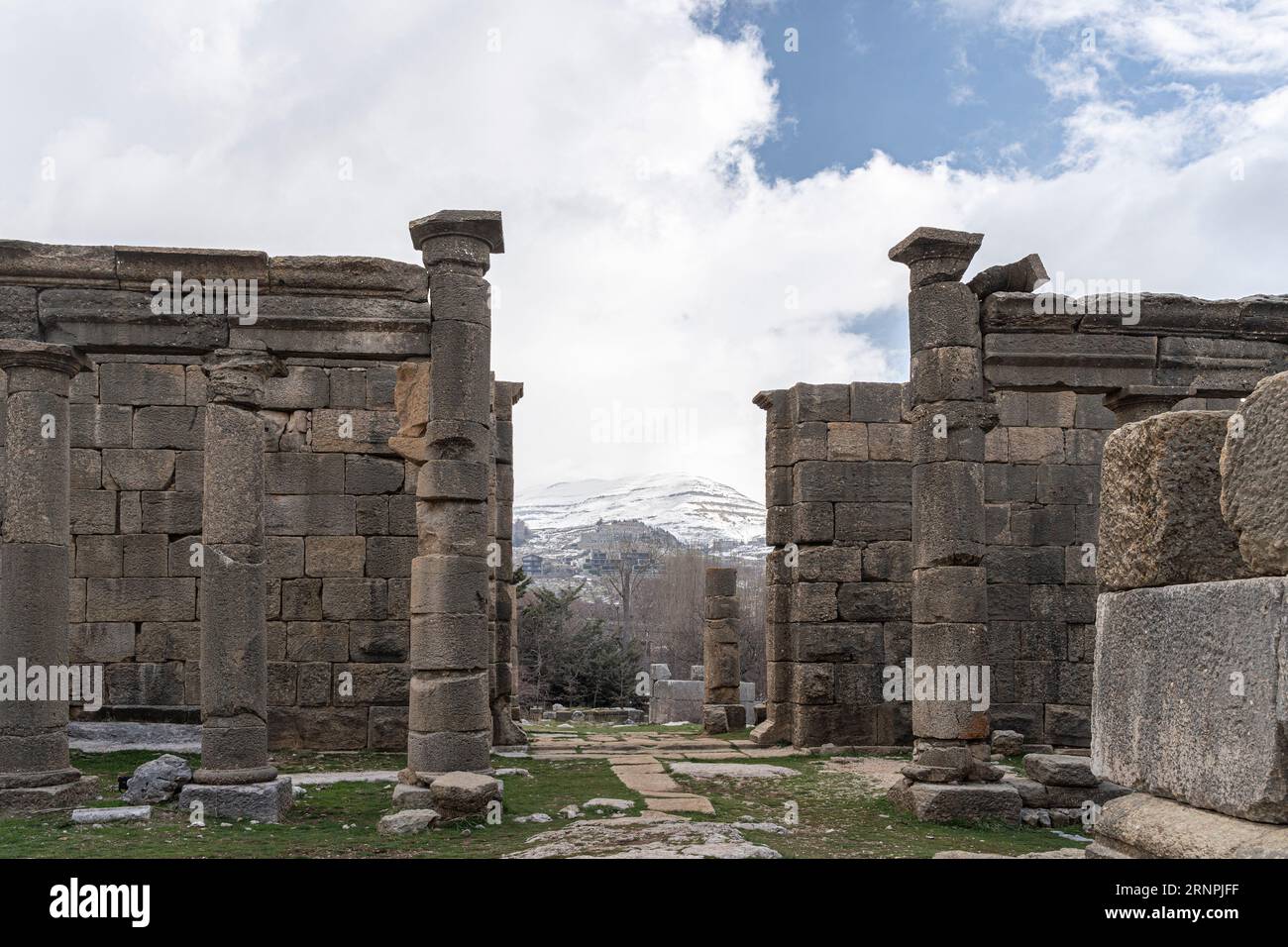 Antique roman temple, archeological site of Qalaat Faqra, Lebanon Stock ...
