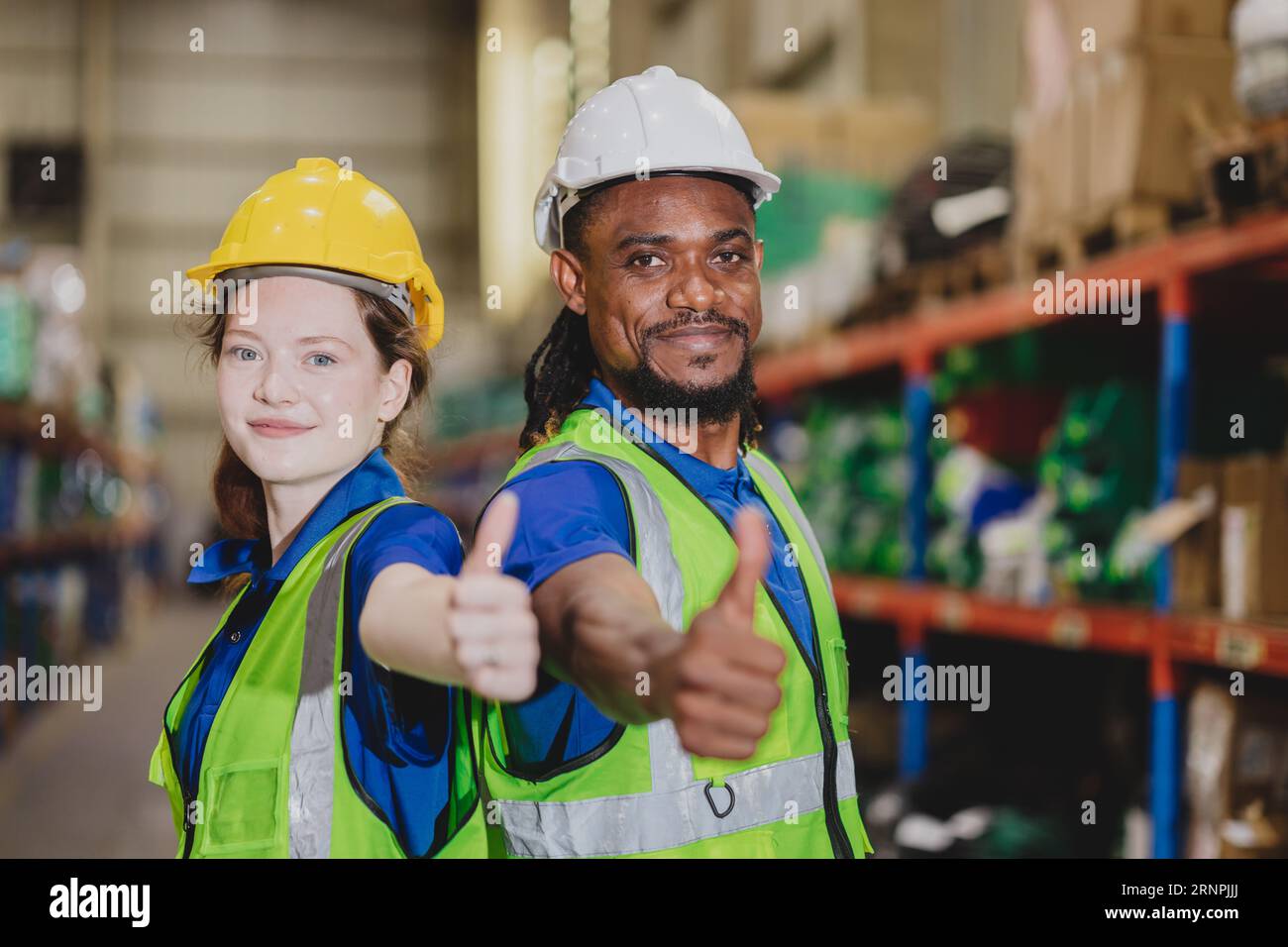 smart confident warehouse worker team portrait multiracial standing ...