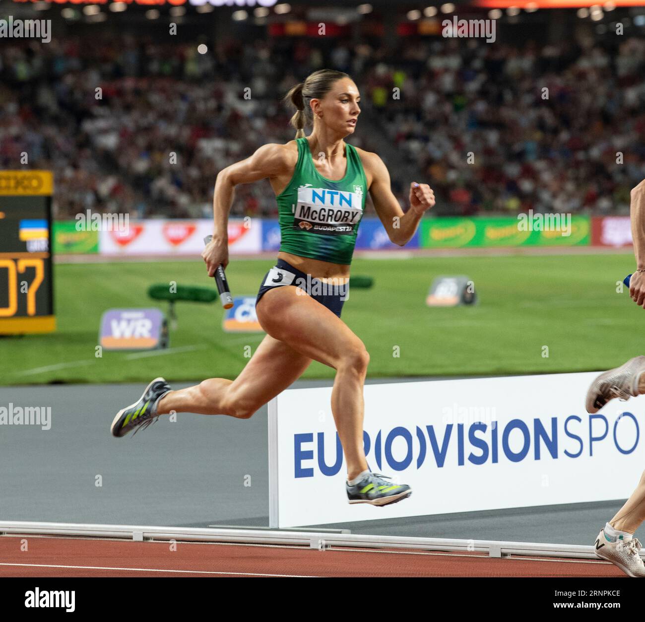 Kelly McGrory of Ireland competing in the women’s 4x400m relay final on ...