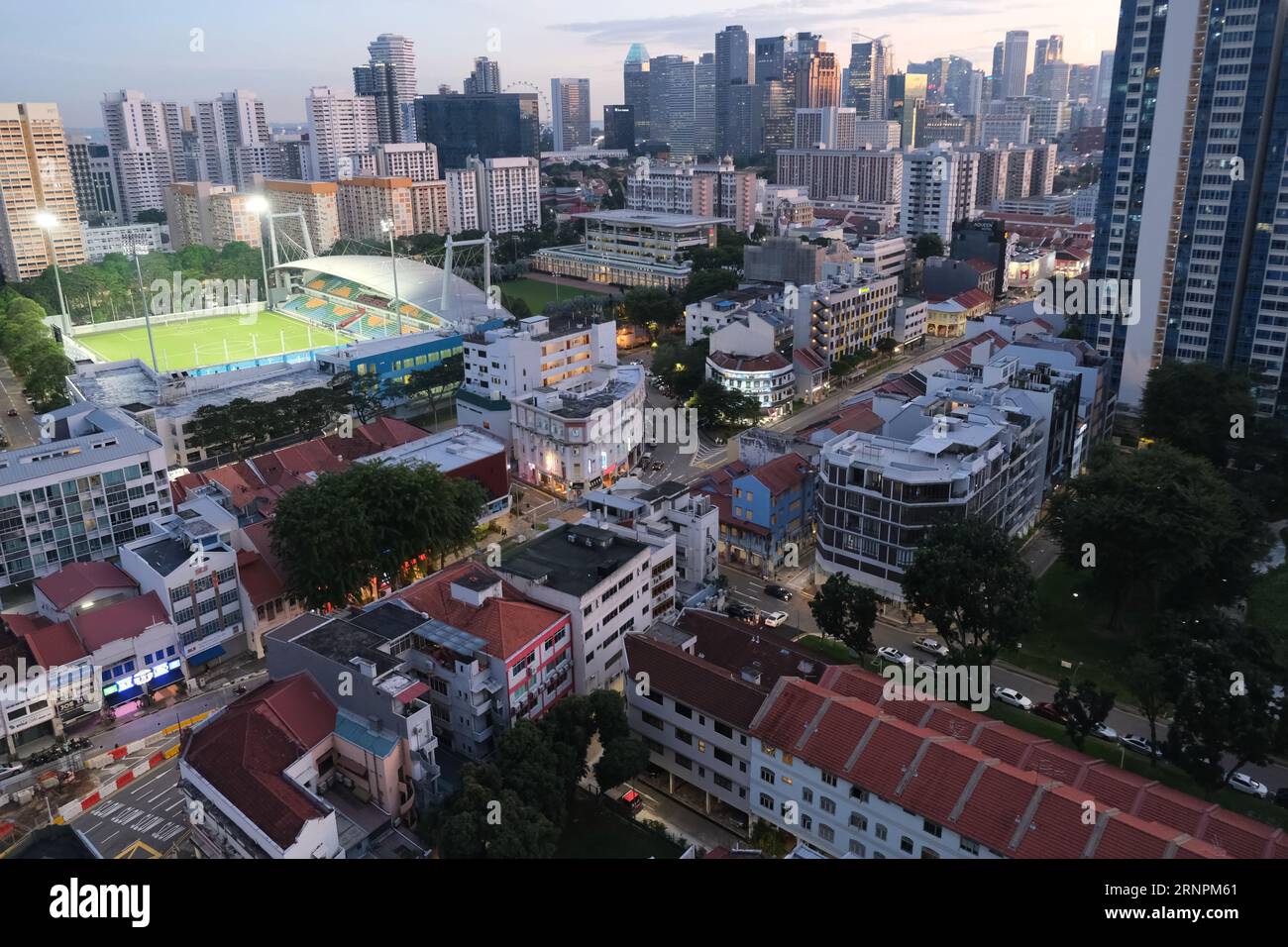 View over Jalan Besar in Singapore at twilight Stock Photo - Alamy