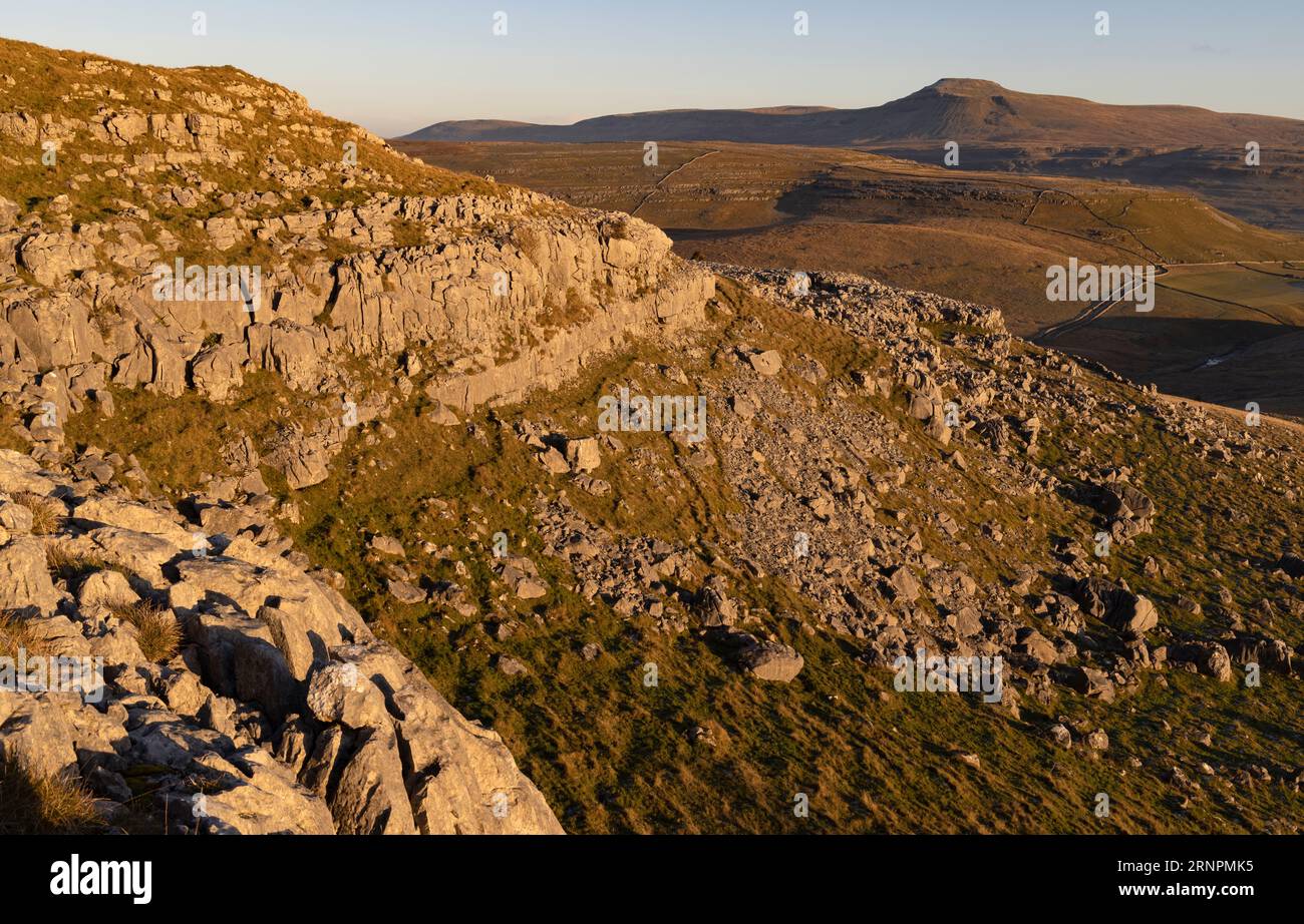 Ingleborough Hill and Twisleton Scar from Keld Head Scar, Kingsdale ...