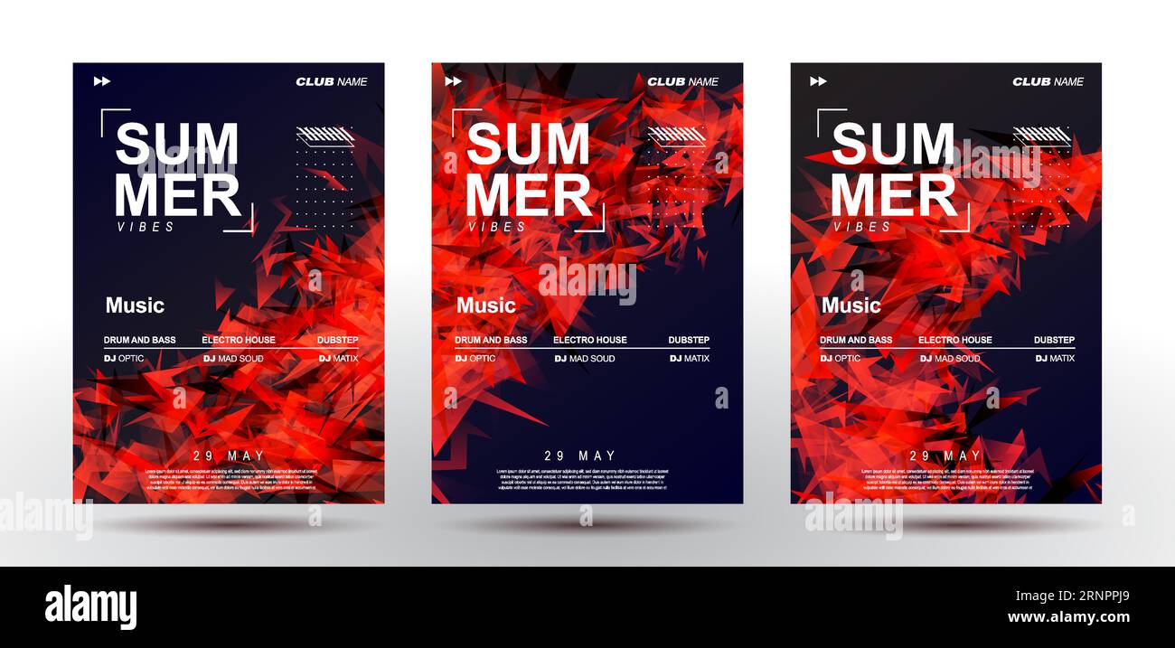 Black and red poster design for electronic music. Geometric shapes ...