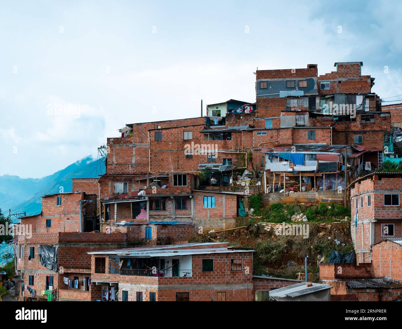 Medellín, Colombia - May 28 2023: View of Brick Houses in a Popular ...