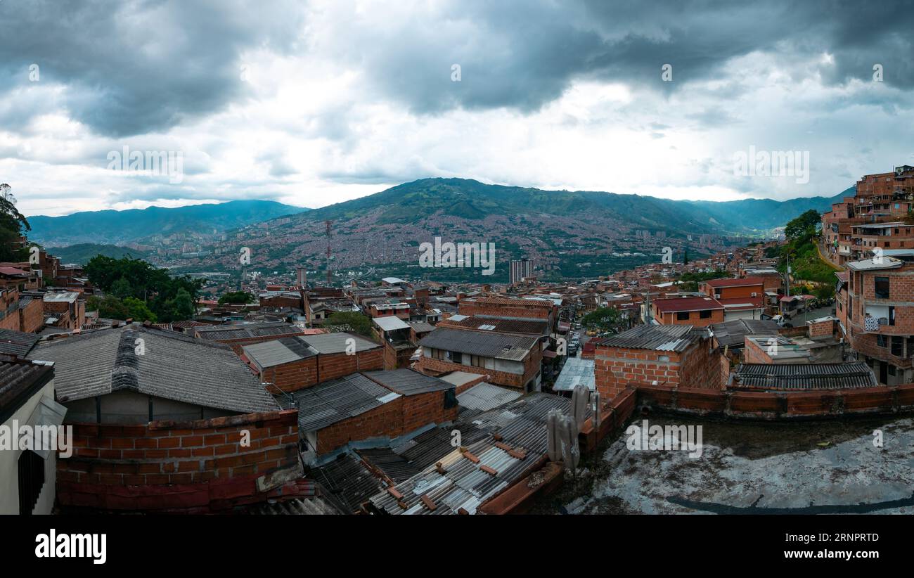 Medellín, Colombia - May 28 2023: View of Brick Houses in a Popular ...