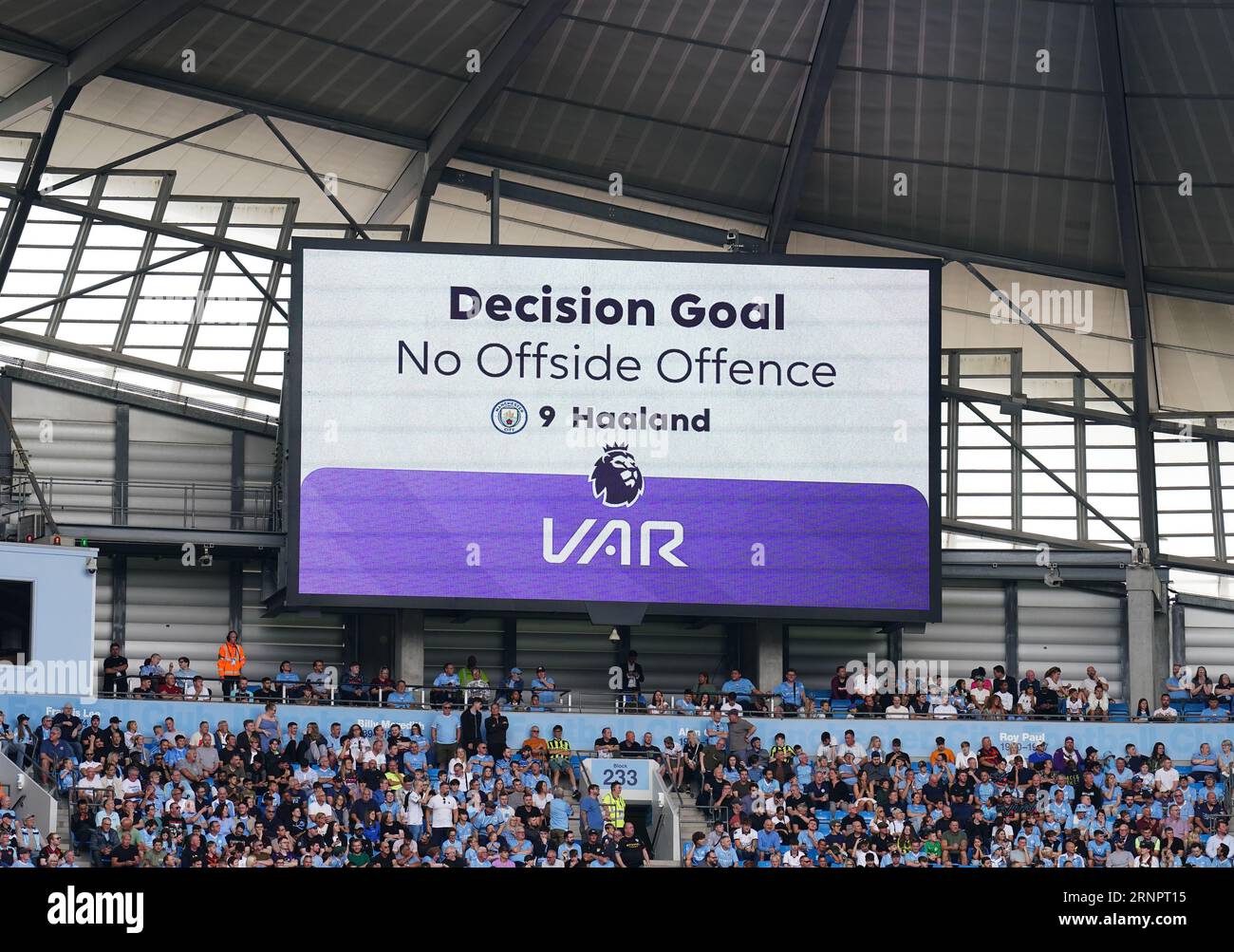 VAR rules in favour of Manchester City's Erling Haaland during the ...